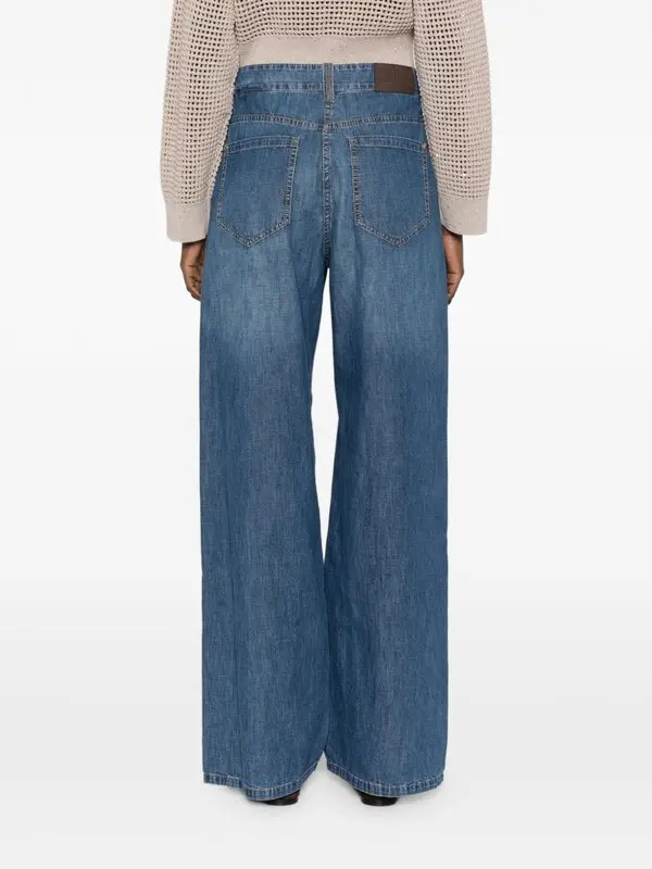 Brunello Cucinelli Logo Patch Wide-leg Jeans