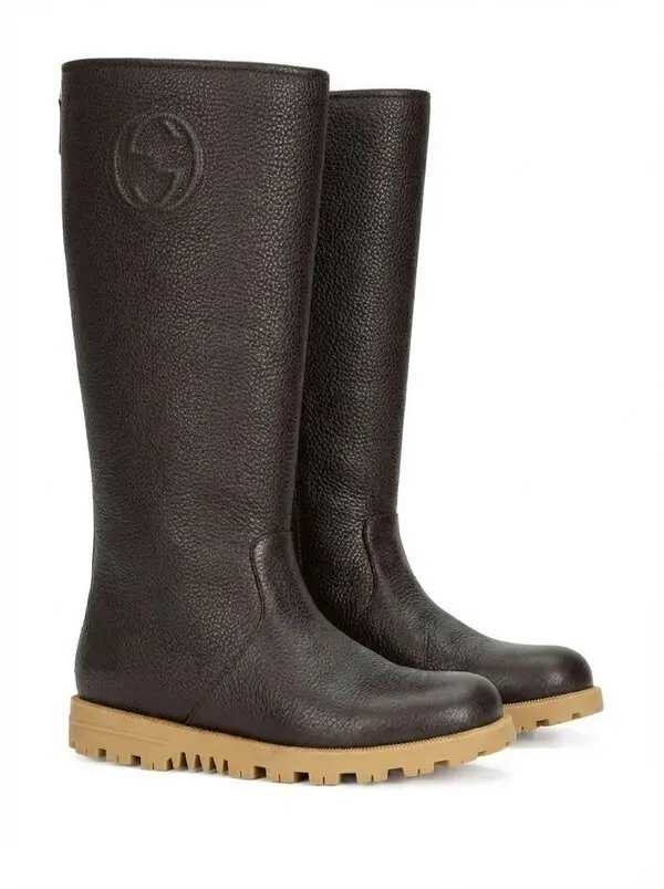 Gucci Embossed Logo Leather Boots
