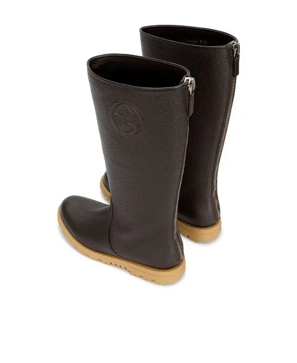 Gucci Embossed Logo Leather Boots