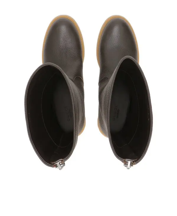 Gucci Embossed Logo Leather Boots