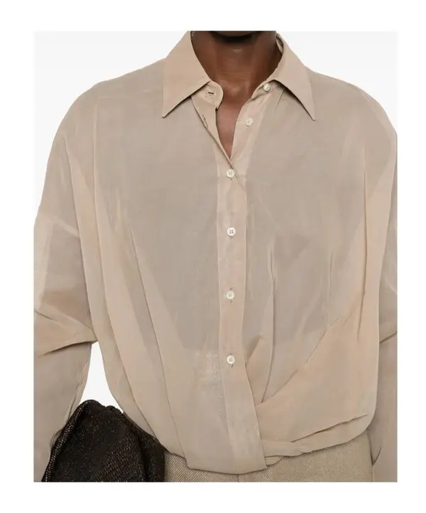 Brunello Cucinelli Long-sleeved Taffeta Shirt - Brown