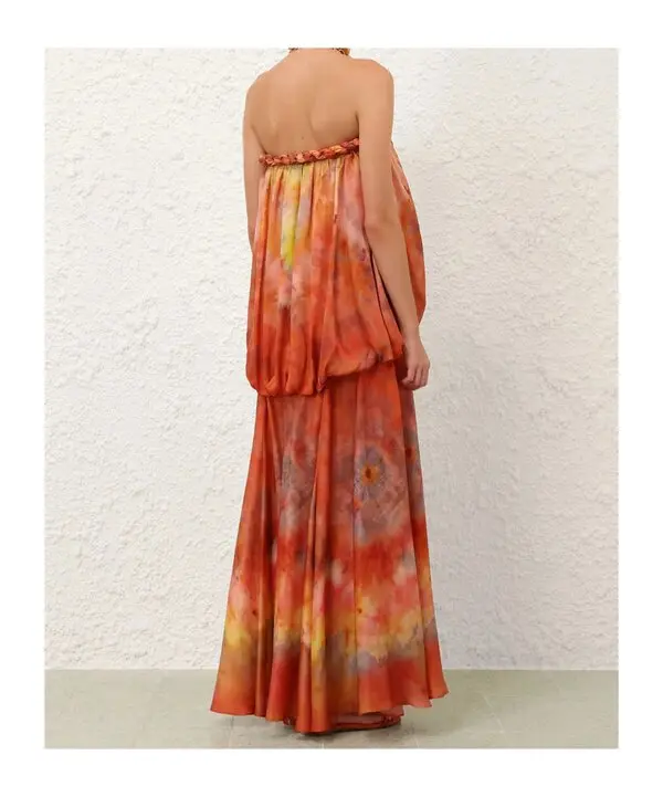 Zimmermann Luna Twist Bandeau Gown - Ruby Tie-dyeing