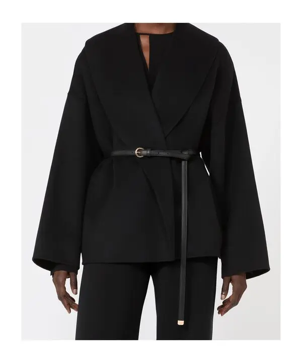 Max Mara Shawl Collar Belted Coat - Black