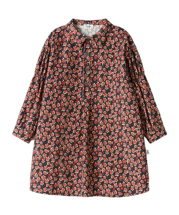 IL GUFO Floral-print Corduroy Mini Dress - Black