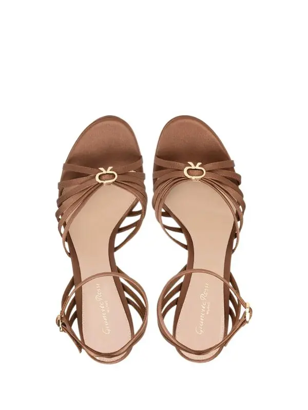 GIANVITO ROSSI Strappy Open Toe Block Heel Sandals - Brown