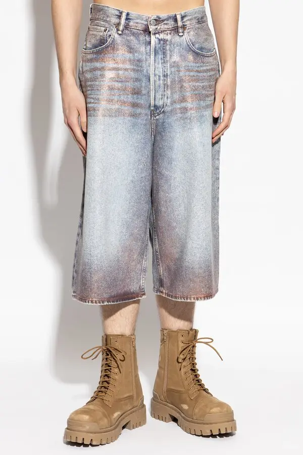 Acne Studios Relaxed Fit Denim Shorts With Belt Loops - Gray