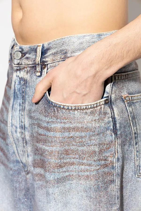 Acne Studios Relaxed Fit Denim Shorts With Belt Loops - Gray