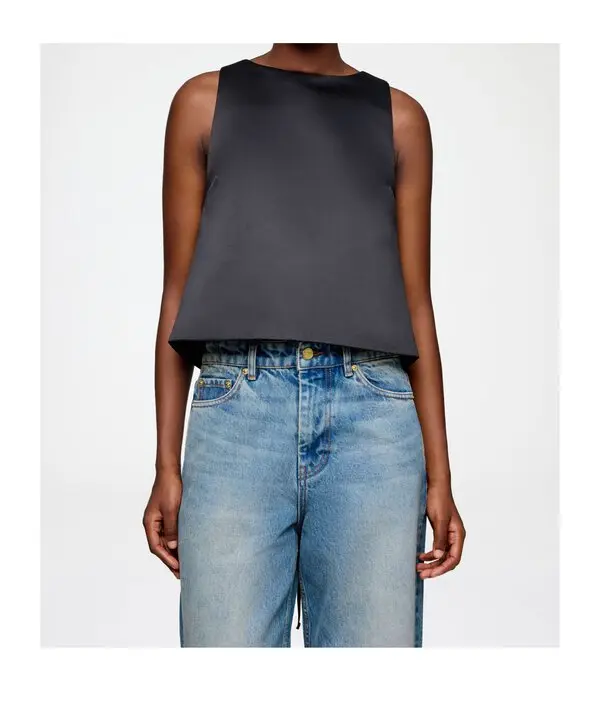 GANNI Draped Velvet Top With Butterfly Logo