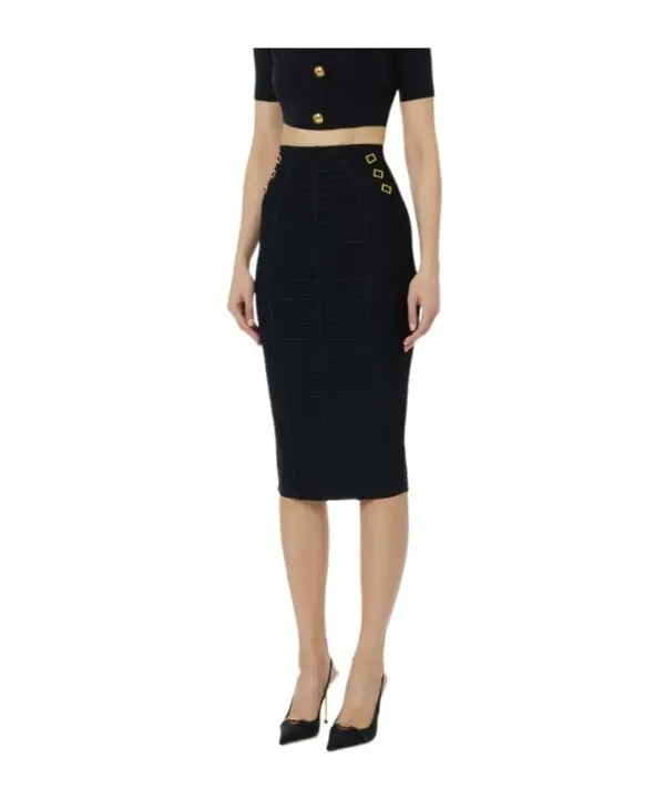 Elisabetta Franchi 3d Knitted Skirt - Black