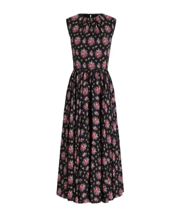 Dolce & Gabbana Sleeveless Floral Print Charmeuse Dress