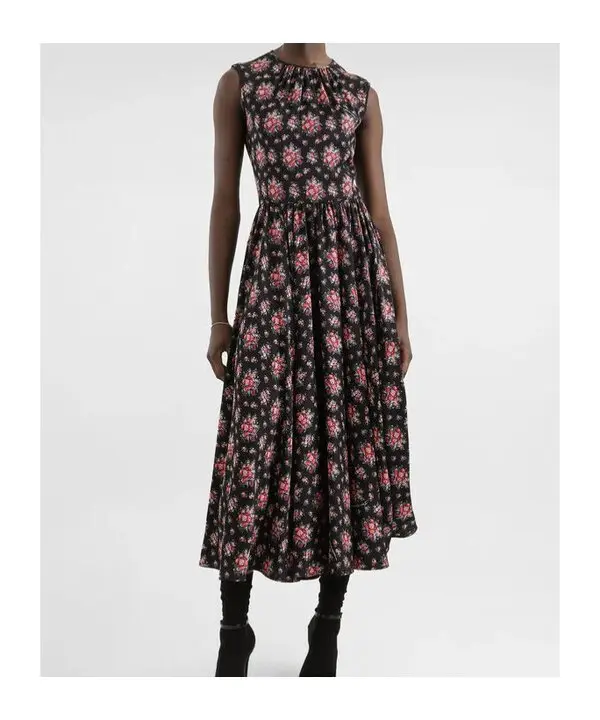 Dolce & Gabbana Sleeveless Floral Print Charmeuse Dress