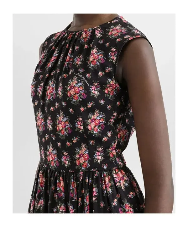 Dolce & Gabbana Sleeveless Floral Print Charmeuse Dress