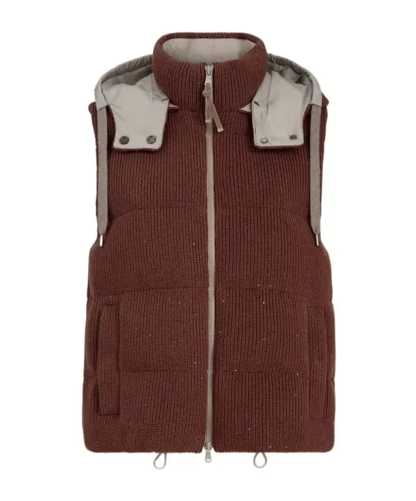 Brunello Cucinelli Hooded Down Vest - Red