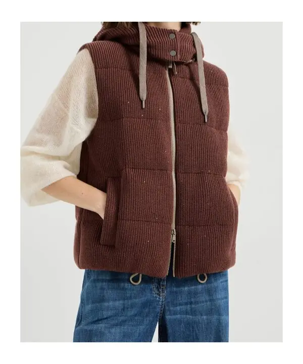 Brunello Cucinelli Hooded Down Vest - Red