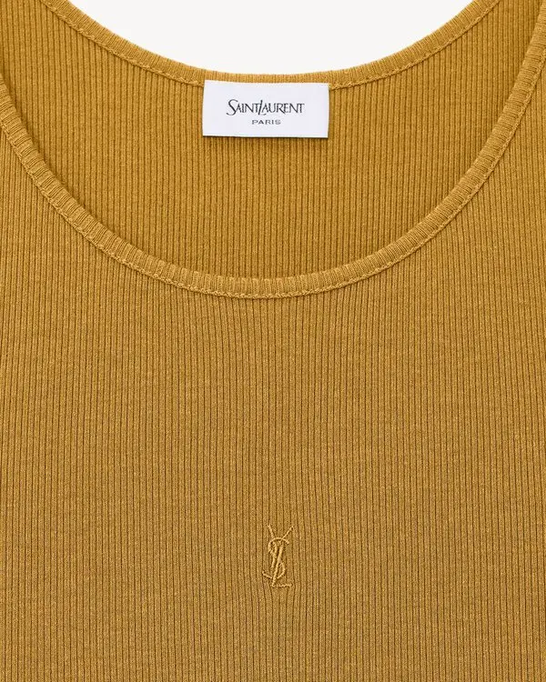 Saint Laurent Cassandre Logo Embroidered Tank Top - Orange