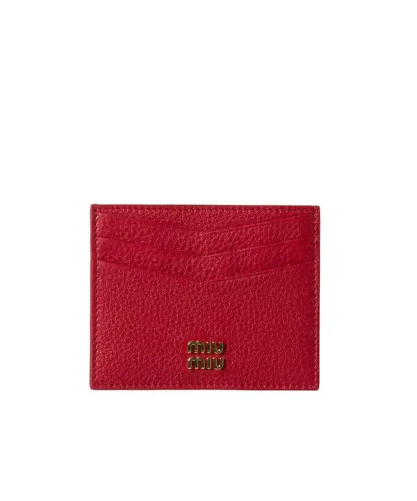 Miu Miu Leather Card Holder - Red