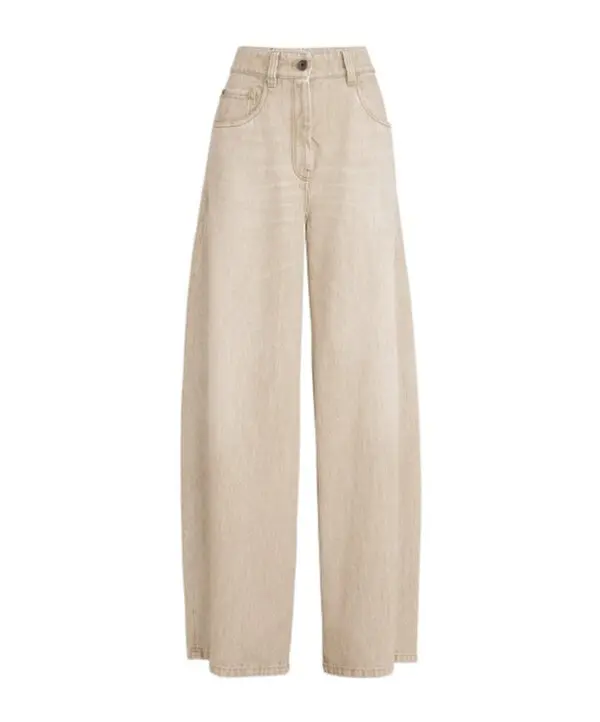 Brunello Cucinelli Mid-waisted Wide-leg Jeans - Light Brown
