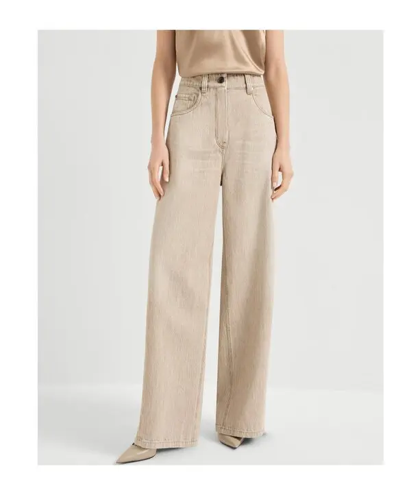 Brunello Cucinelli Mid-waisted Wide-leg Jeans - Light Brown