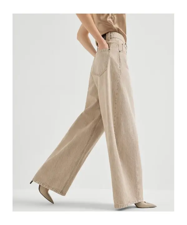 Brunello Cucinelli Mid-waisted Wide-leg Jeans - Light Brown