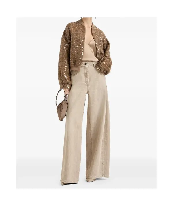 Brunello Cucinelli Mid-waisted Wide-leg Jeans - Light Brown