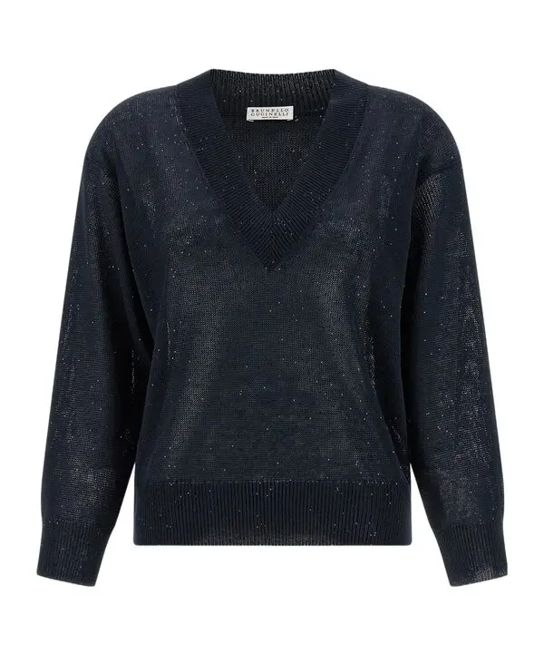 Brunello Cucinelli Deep V-neck Knitted Jumper - Black