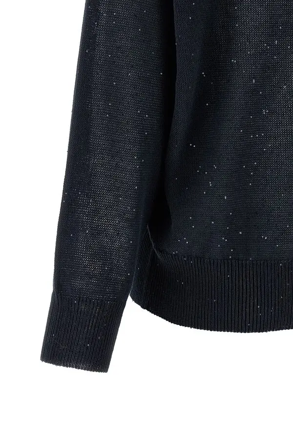 Brunello Cucinelli Deep V-neck Knitted Jumper - Black