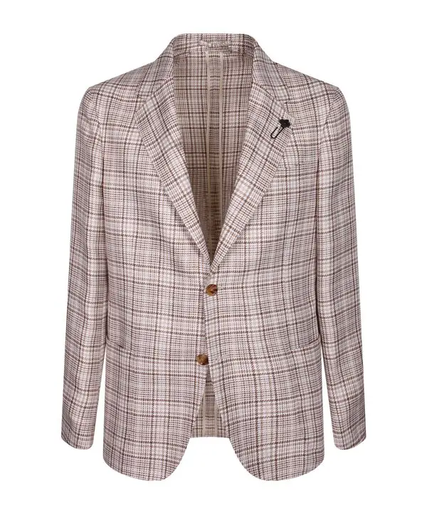 LARDINI Checked Single-breasted Blazer - Gray