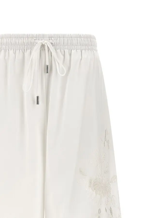 Ermanno Scervino Drawstring Wide Leg Trousers With Lace Paneling - White
