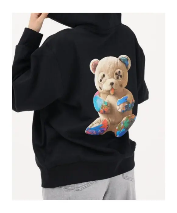 BARROW Teddy Bear Printed Hoodie - Black