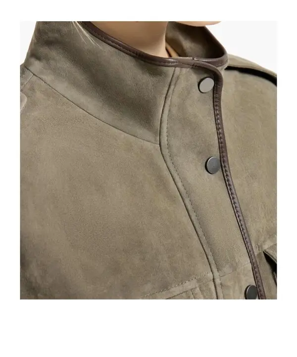 Brunello Cucinelli Monili Couture Suede Jacket - Khaki