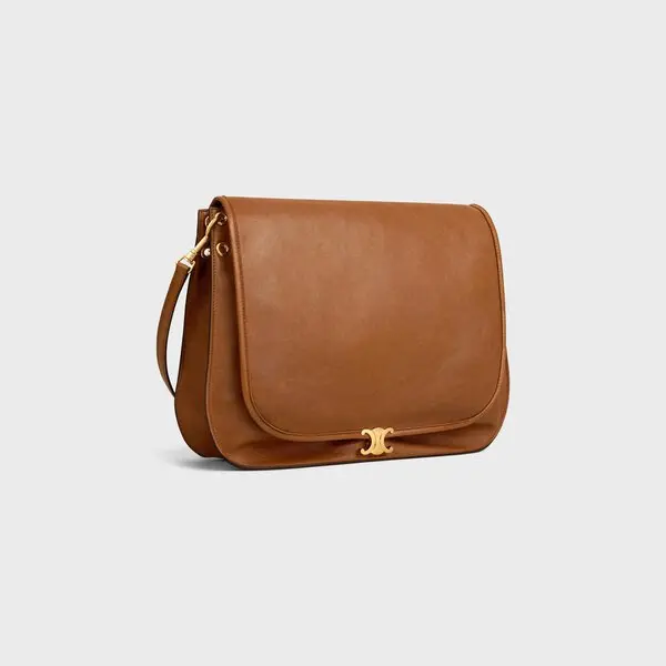 Celine Soft Triomphe Besace In Supple Shiny Lambskin - Soft Tan