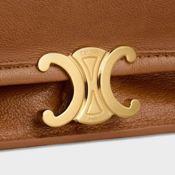 Celine Soft Triomphe Besace In Supple Shiny Lambskin - Soft Tan