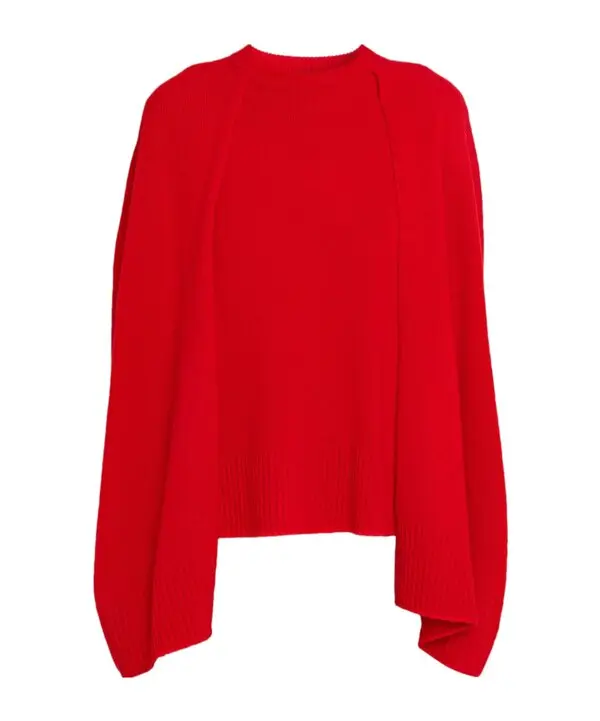TOTEME Crewneck Knit Cape - Red
