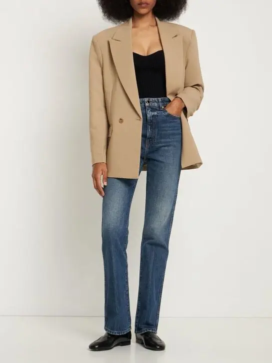 Khaite Danielle High Rise Straight Jeans - Blue