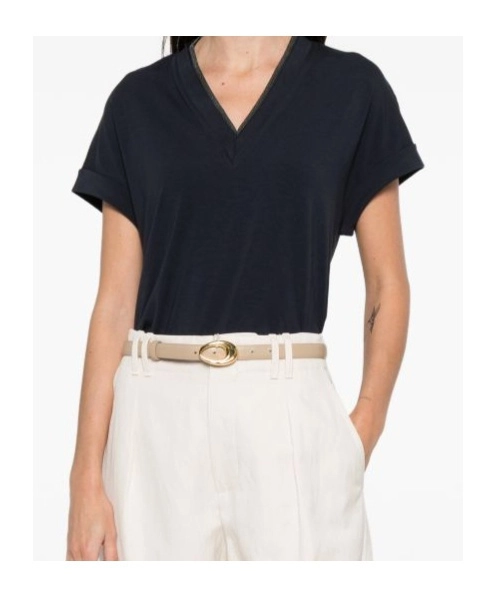 Brunello Cucinelli Embellished V-neck T-shirt - Black