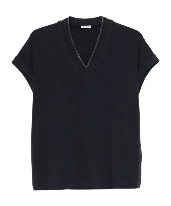 Brunello Cucinelli Embellished V-neck T-shirt - No