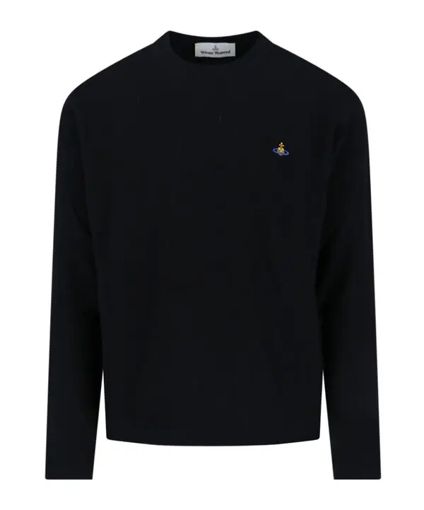 VIVIENNE WESTWOOD Long Sleeve Crewneck Jumper With Orb Embroidery - Black