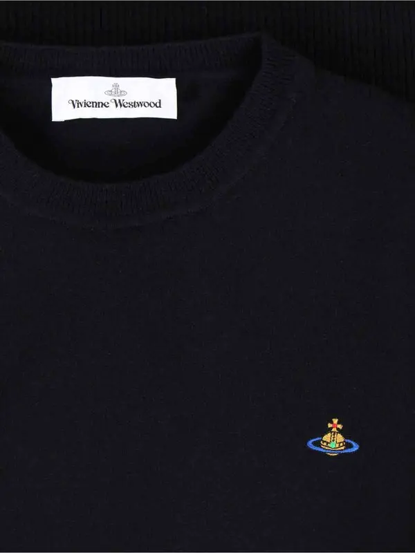 VIVIENNE WESTWOOD Long Sleeve Crewneck Jumper With Orb Embroidery - Black