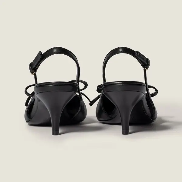 Miu Miu Pointed-toe Slingback Pumps With Bow Detail - Black