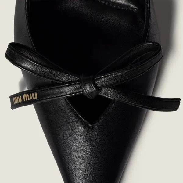 Miu Miu Pointed-toe Slingback Pumps With Bow Detail - Black
