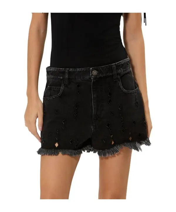 Isabel Marant Étoile Aecia Embroidered Frayed Hem Shorts