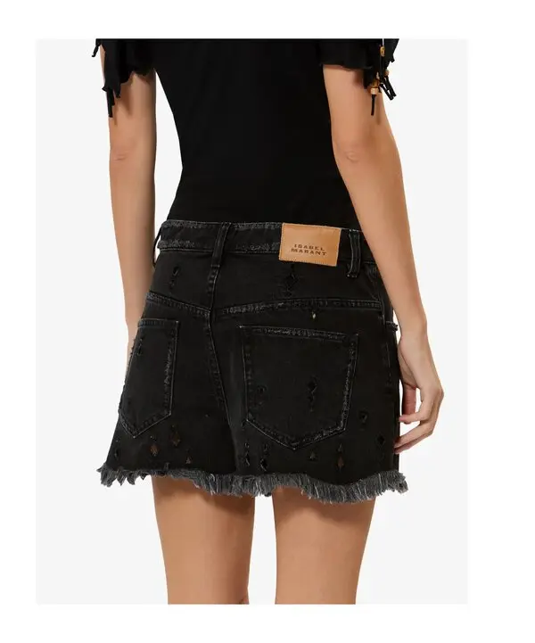 Isabel Marant Étoile Aecia Embroidered Frayed Hem Shorts
