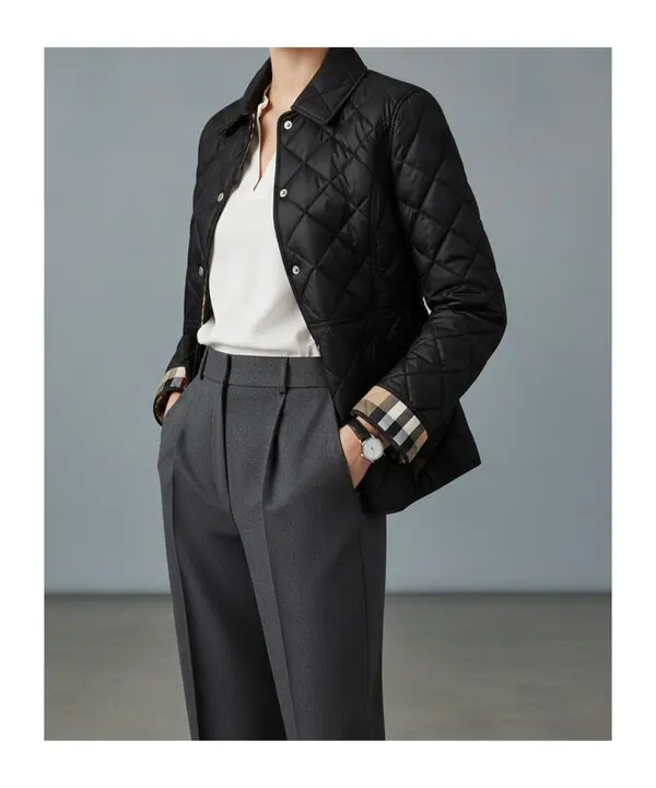 Burberry Quilted Cotton Jacket With Classic Collar