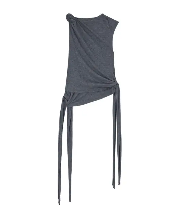 GANNI Tie Detailed Asymmetrical Jersey Top
