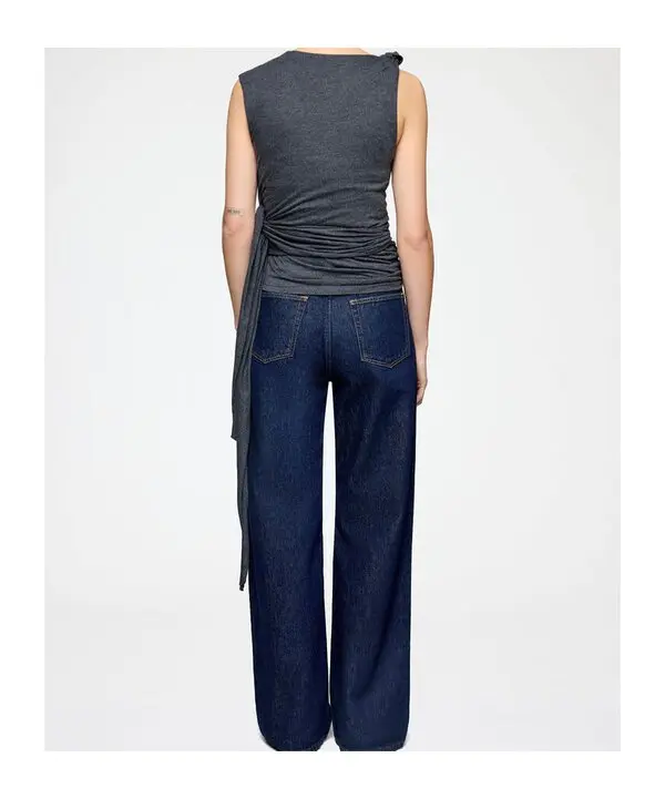 GANNI Tie Detailed Asymmetrical Jersey Top
