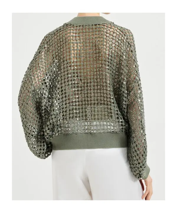 Brunello Cucinelli Sequin Embellished Net Cardigan