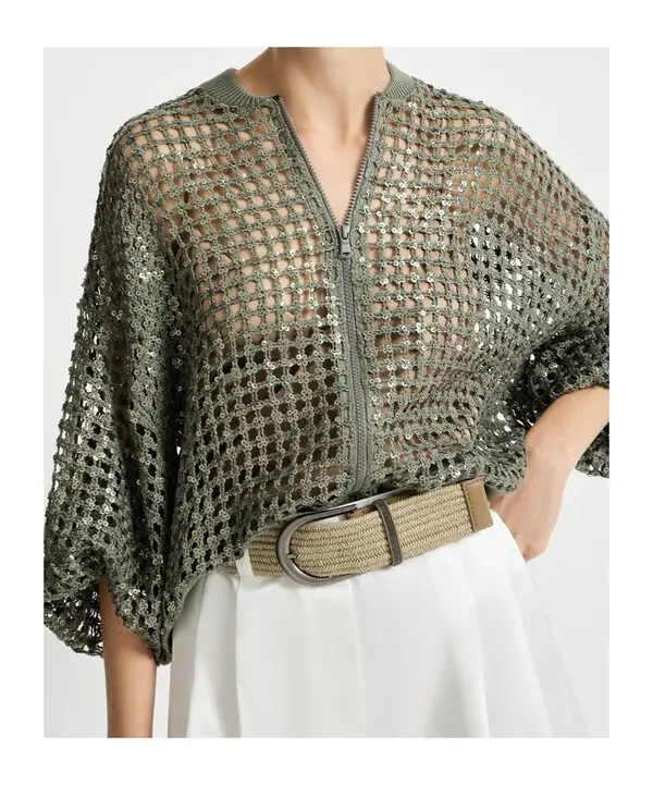Brunello Cucinelli Sequin Embellished Net Cardigan