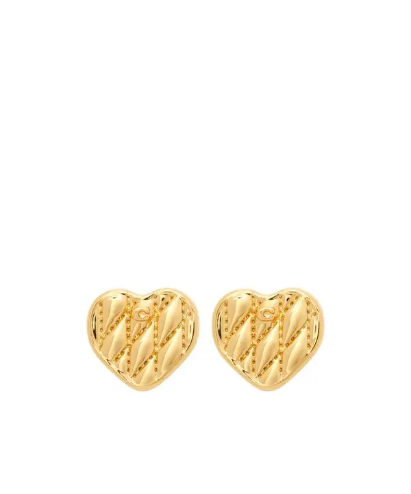 COACH Quilted Heart Stud Earrings - Yellow