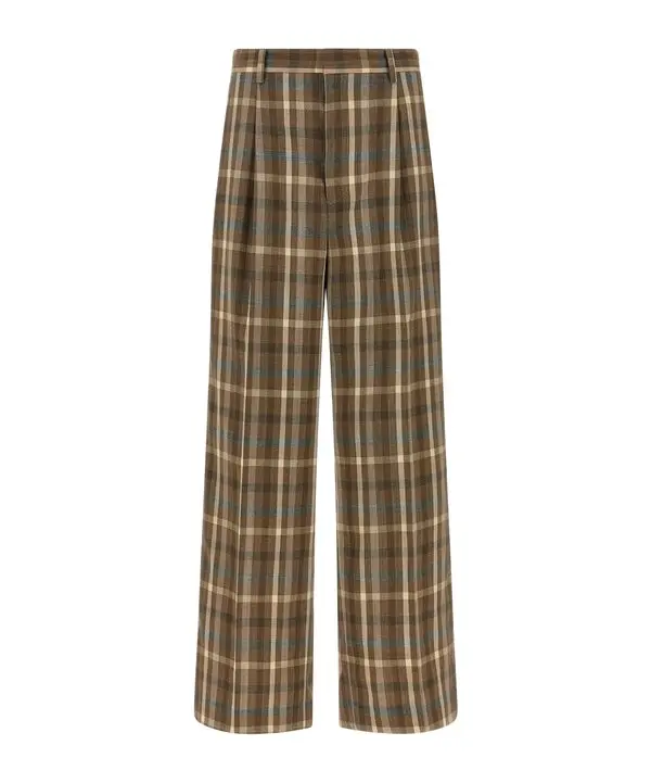 Auralee Super 130's Wool Plaid Casual Pants - Brown