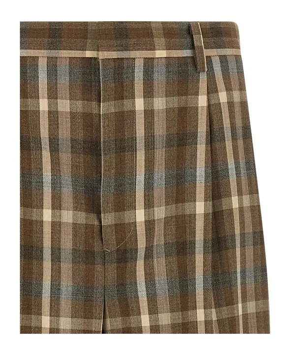 Auralee Super 130's Wool Plaid Wide Leg Trousers